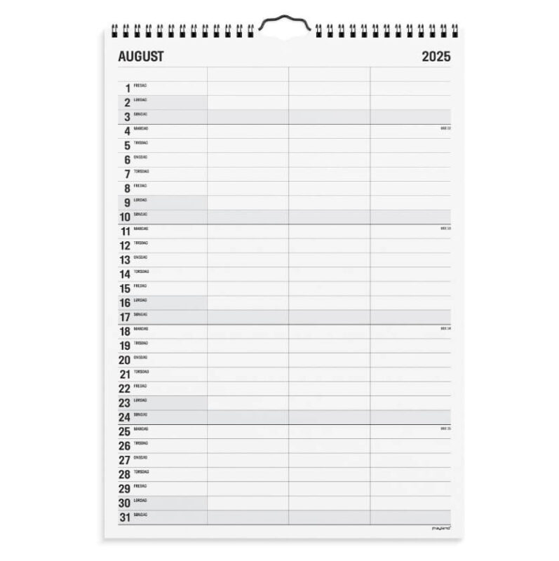 Mayland Familiekalender Black and White 3 Kolonner