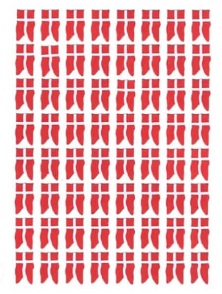 Oblater Stickers Små Dannebrog Splitflag (Pakke med 64)